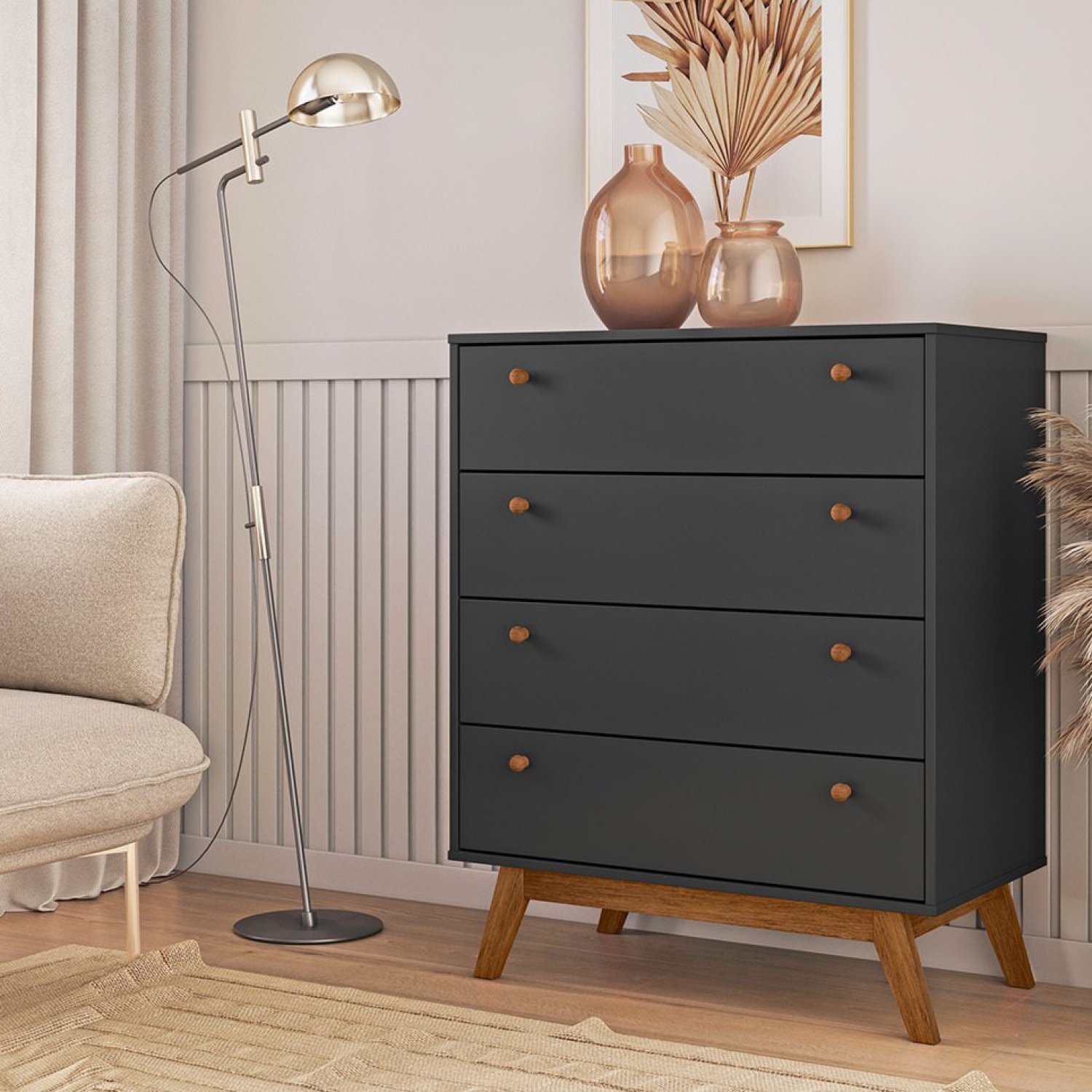 Cômoda Retro 4 Gavetas Versalhes 35 | MadeiraMadeira