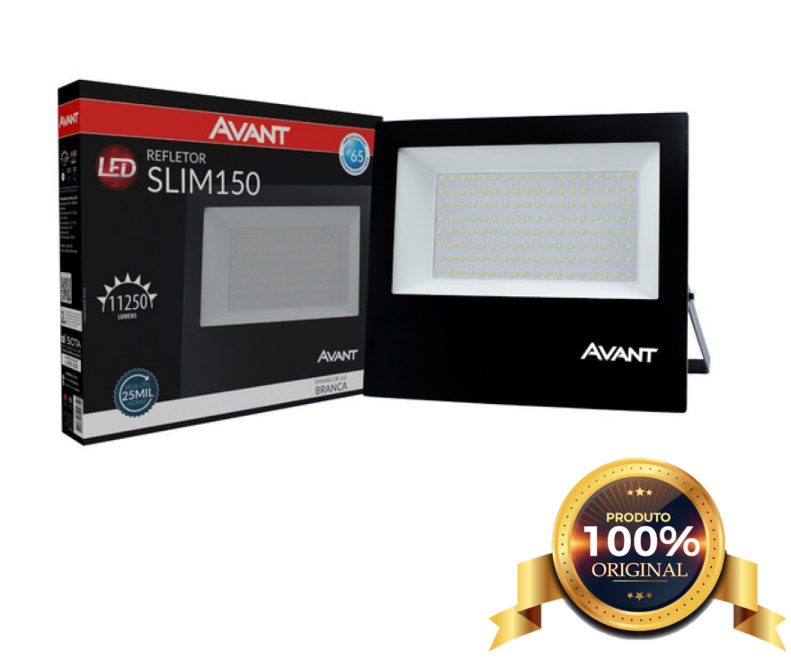 Refletor Led 150w Slim Branco Frio Bivolt Avant Slim 150 | MadeiraMadeira