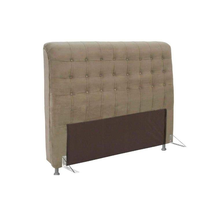 Cabeceira Cama Box Estofada King King Dama Suede Marrom Taupe - Simbal | MadeiraMadeira