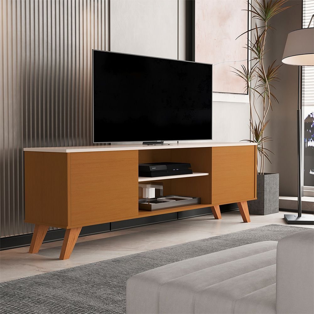 Rack para Sala Tv Bancada Aparador Helena Ypê Off White | MadeiraMadeira