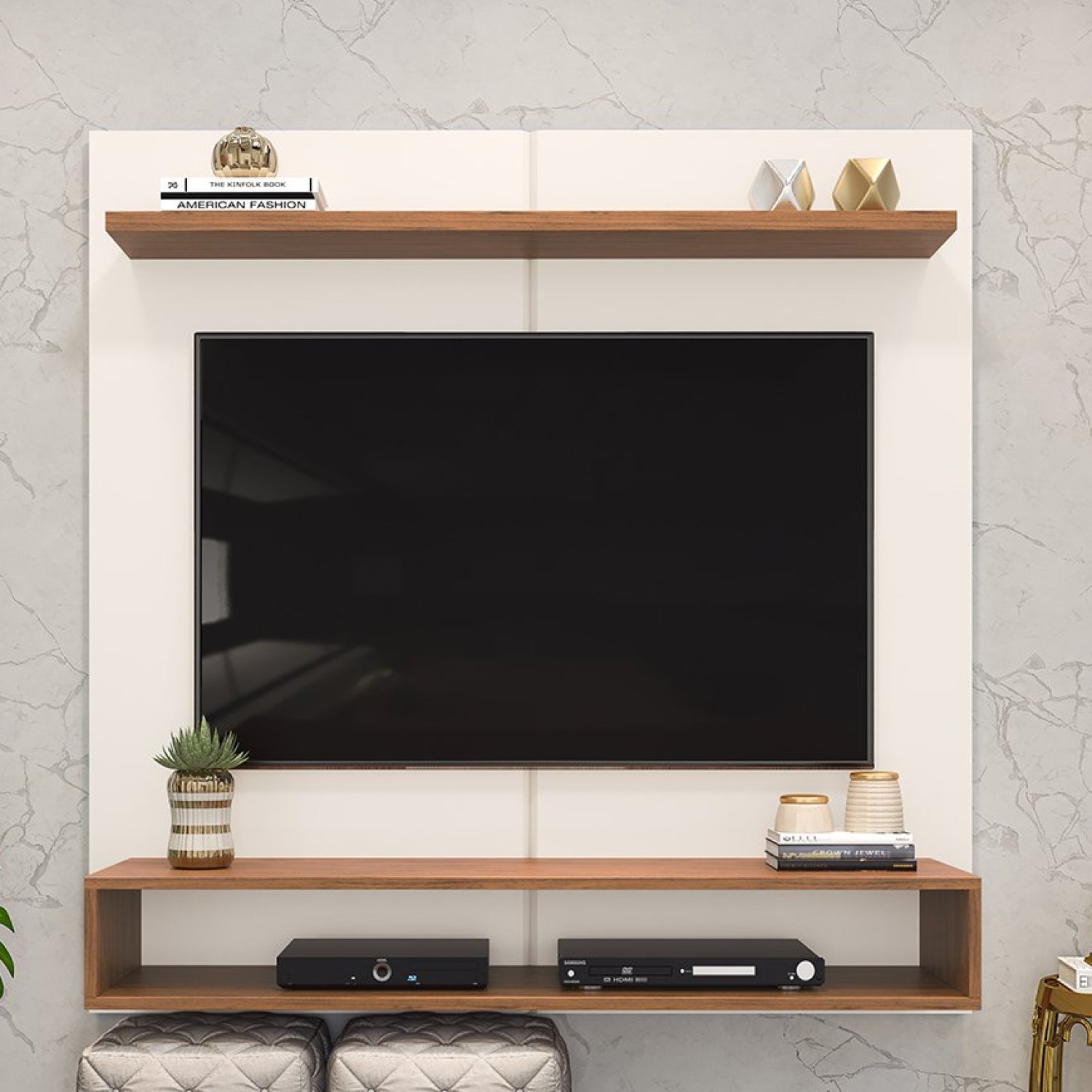 Rack Suspenso para TV até 50 Polegadas 120cm 1 Nicho 1 Prateleira Theo ...