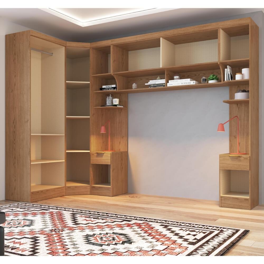 Quarto Modulado Casal Infinity com 9 Portas - Macadâmia | MadeiraMadeira