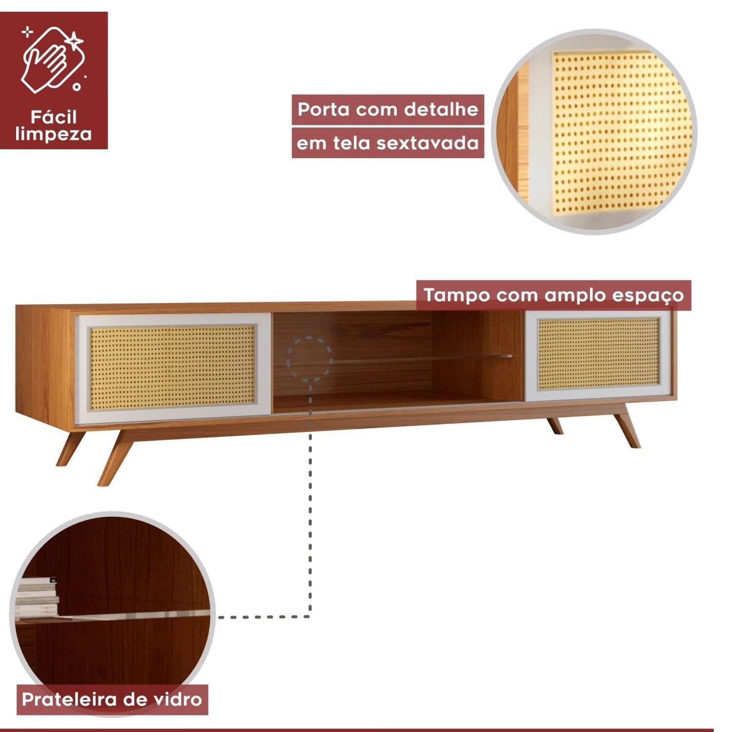 Rack para TV até 60 Polegadas em Madeira Maciça Teca Espresso Móveis ...