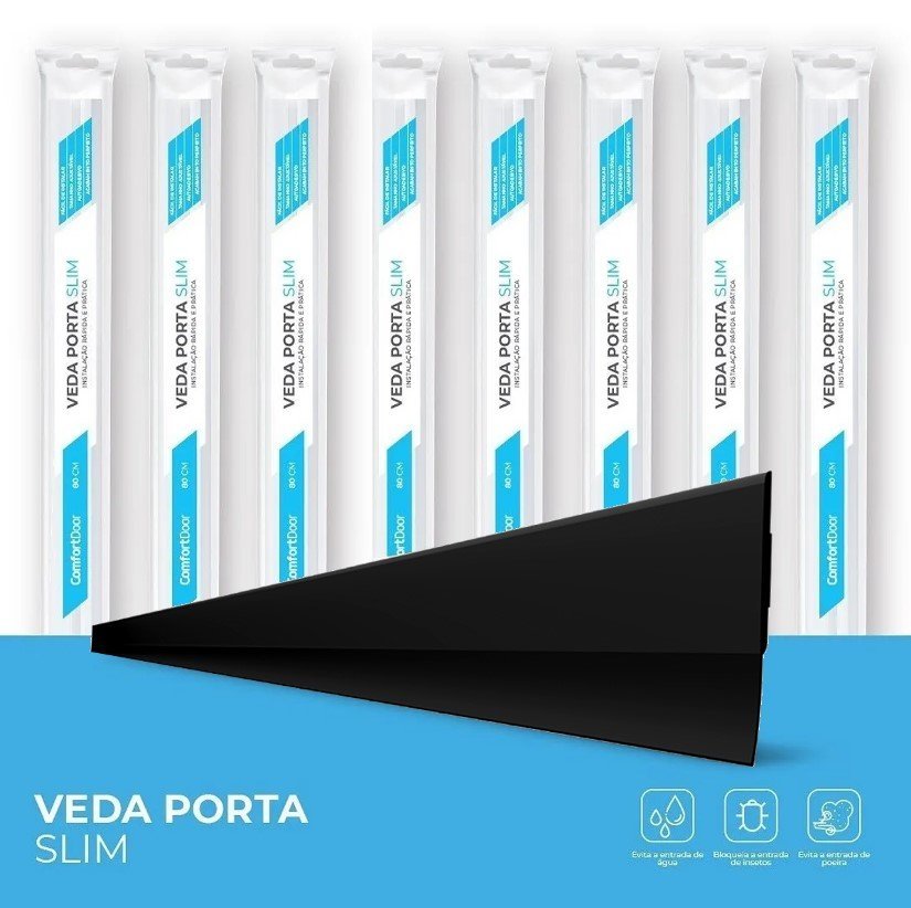 Veda Porta Slim 150cm Preto Protetor De Frestas Rodo Silicone Adesivo ...