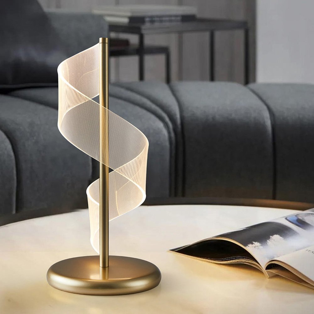 Abajur Nordecor Ruban Led Bivolt Dourado Fosco | MadeiraMadeira