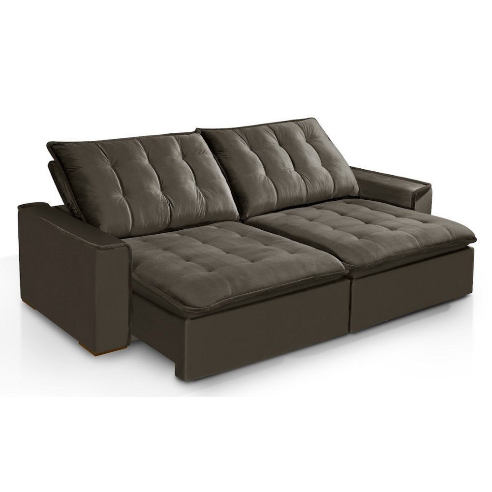 Sofá Modular 5 Lugares Ceará Retrátil e Reclinável com Molas Ensacadas no Assento Veludo SOF ...