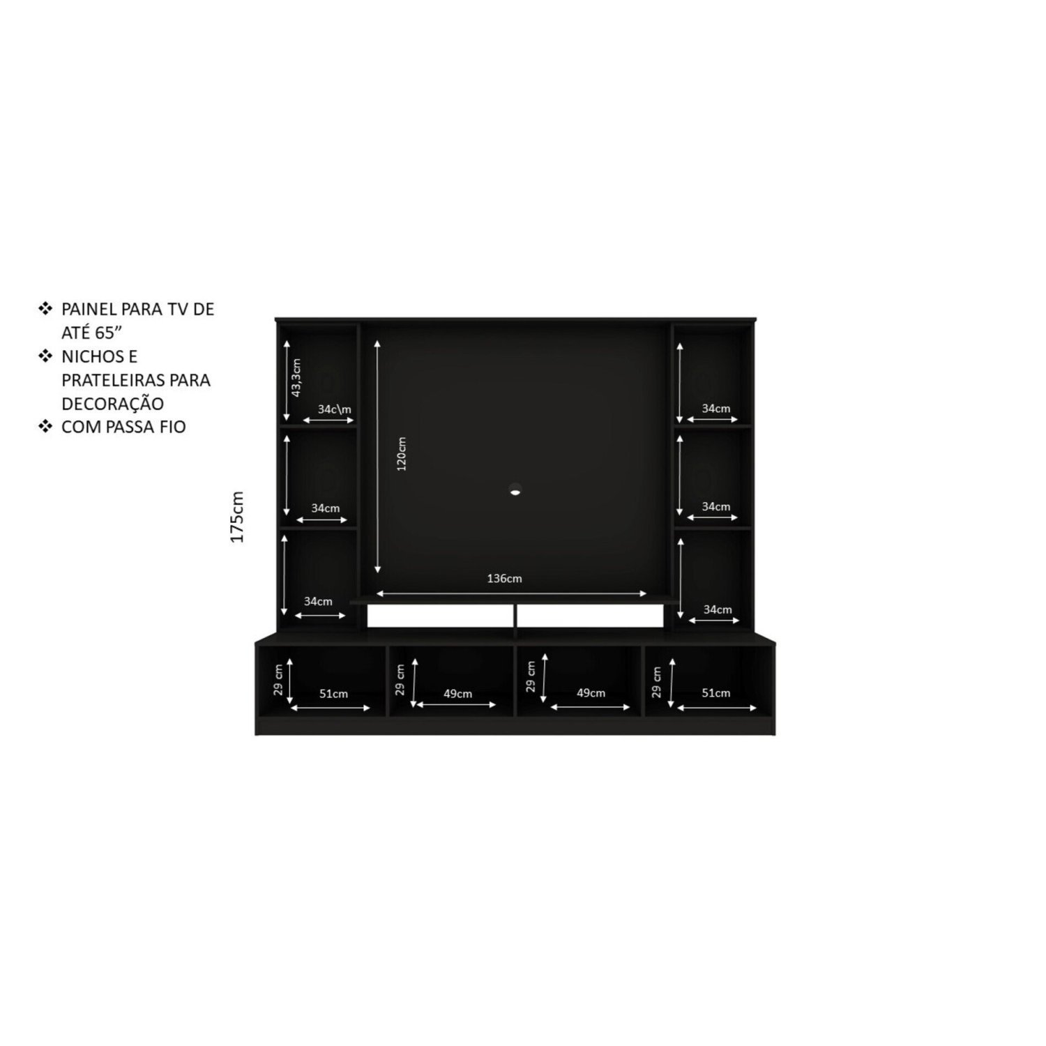Rack com Painel para TV até 55 Polegadas 2,1m 2 Portas Delfos Yescasa | MadeiraMadeira