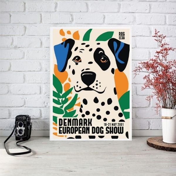 Quadro Dálmata - Denmark Dog Show Poster 33x24cm:moldura Branca ...
