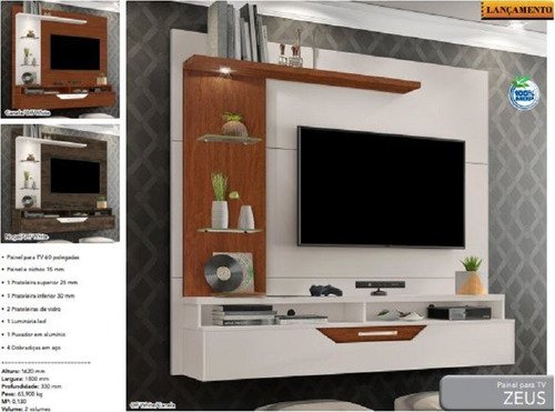 PAINEL PARA TV ATÉ 60 POLEGADAS ZEUS - Branco/Mel | MadeiraMadeira