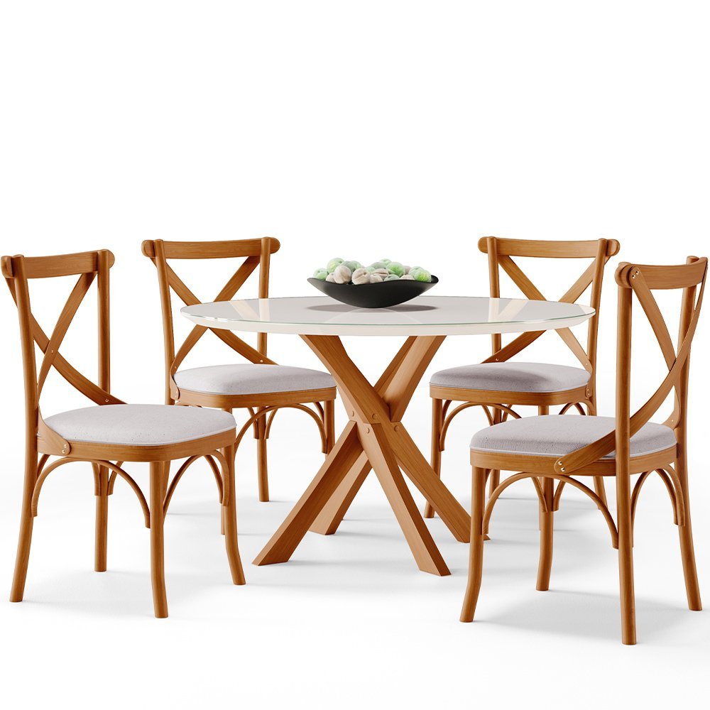 Kit 06 Cadeiras Para Sala de Jantar e Estar Living Estofada Ávila L02 Linho Bege - Lyam Lyam ...