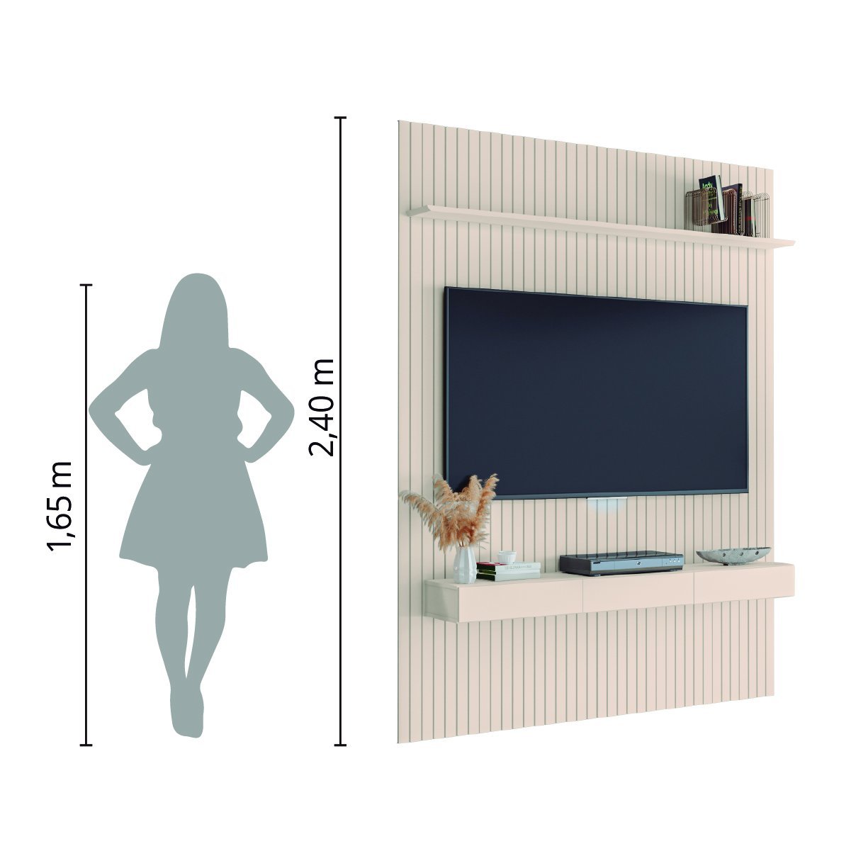 Painel para Tv até 55 Polegadas 1,35x2,40m Ripado com Nicho Arbo Off ...