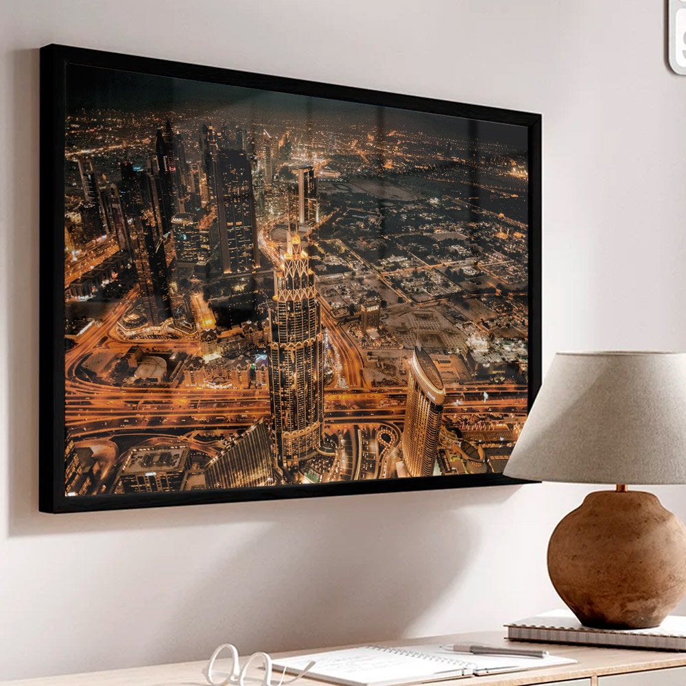 Quadro Decorativo Caixa Vista de Dubai Tacolado Moldura Caixa 3cm ...