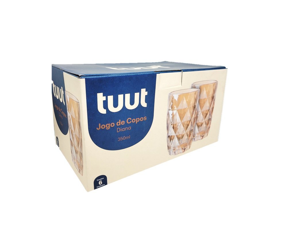 Jogo de Copos Diamond Diana Âmbar Golden Premium 6 Unidades - Tuut ...