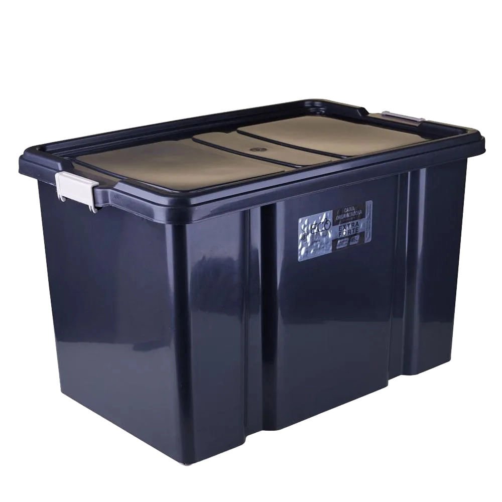 Caixa Organizadora Cazza Premium em Plástico Preta 65l | MadeiraMadeira