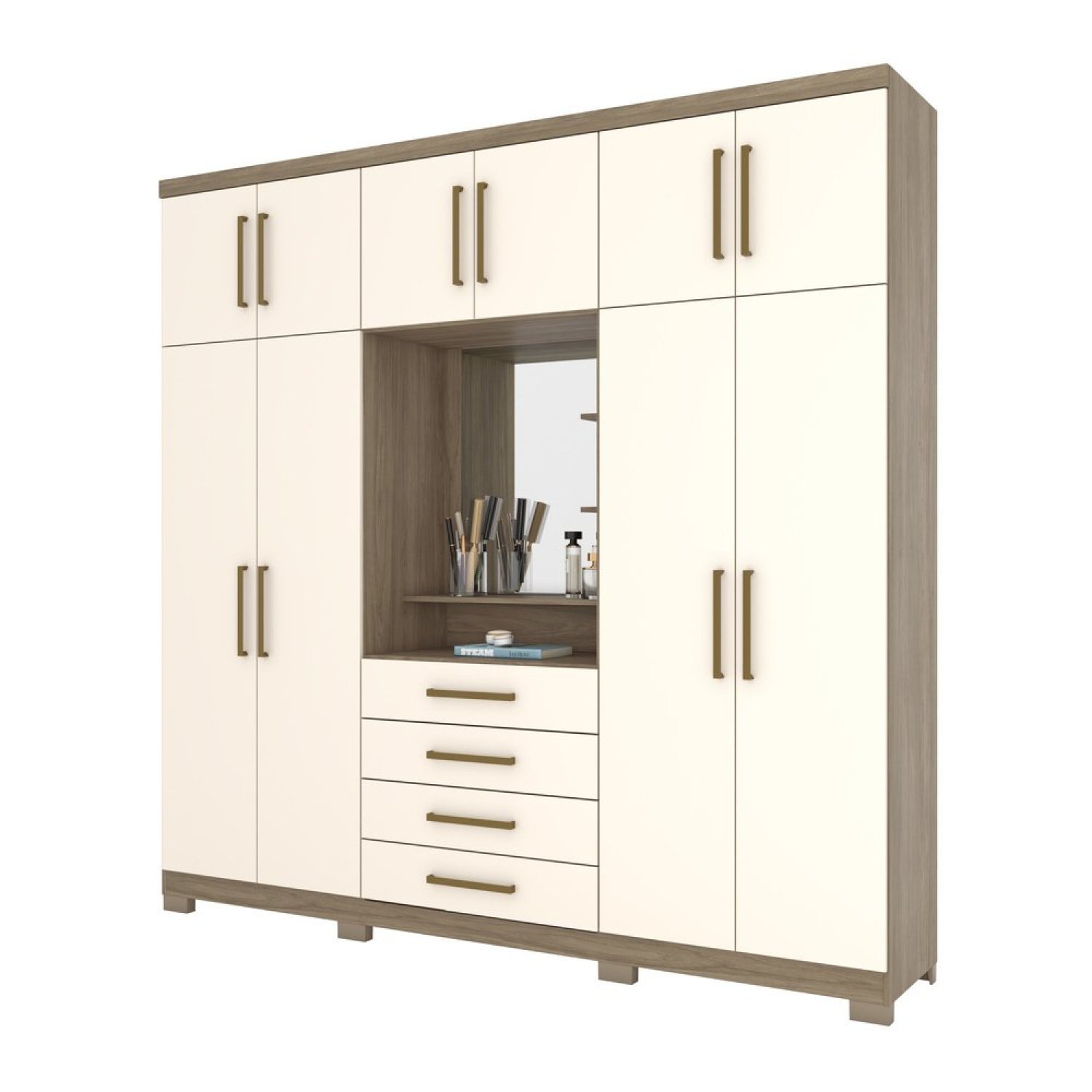 Guarda Roupa Casal com Espelho 10 Portas 4 Gavetas Roma Henn ...