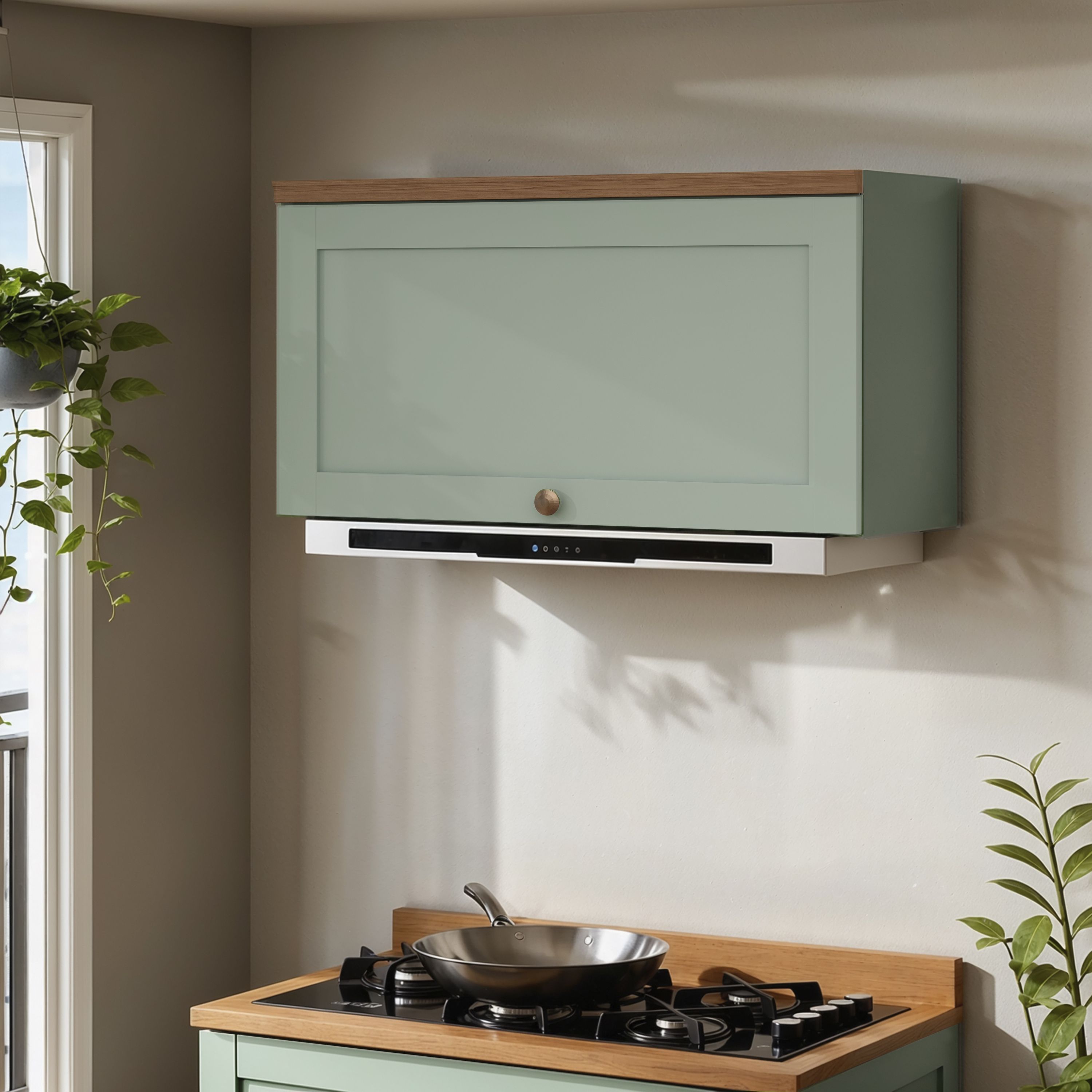 Armário Aéreo Basculante para Cozinha 1 Porta Provençal Iluminata Verde ...