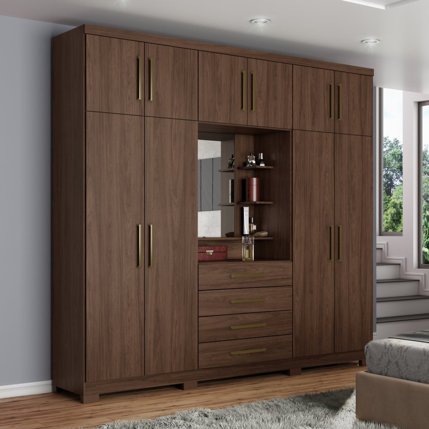 Guarda Roupa Casal com Espelho 10 Portas 4 Gavetas Roma Henn ...