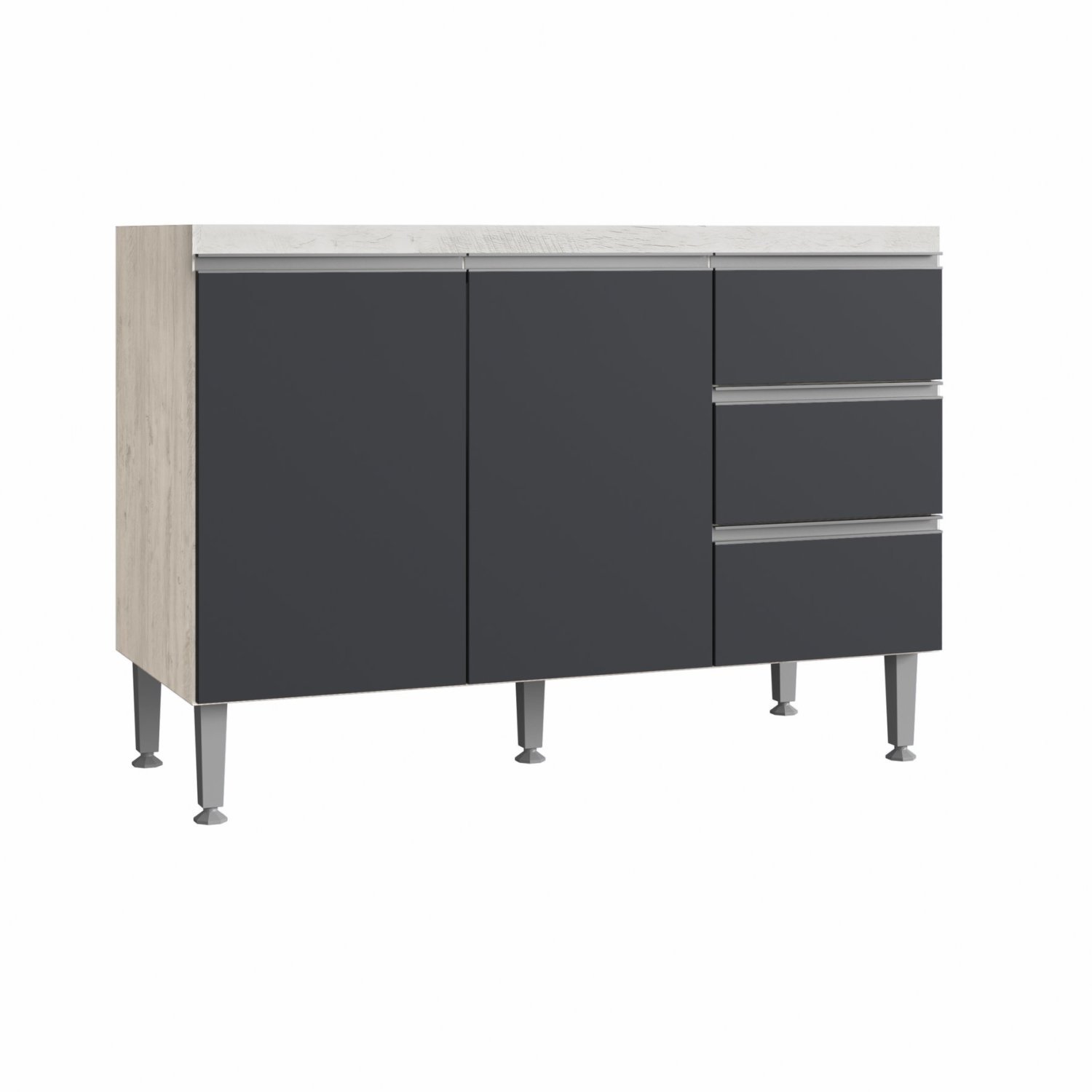 Balcão para Pia de Cozinha 3 Gavetas 2 Portas Athena IRM | MadeiraMadeira