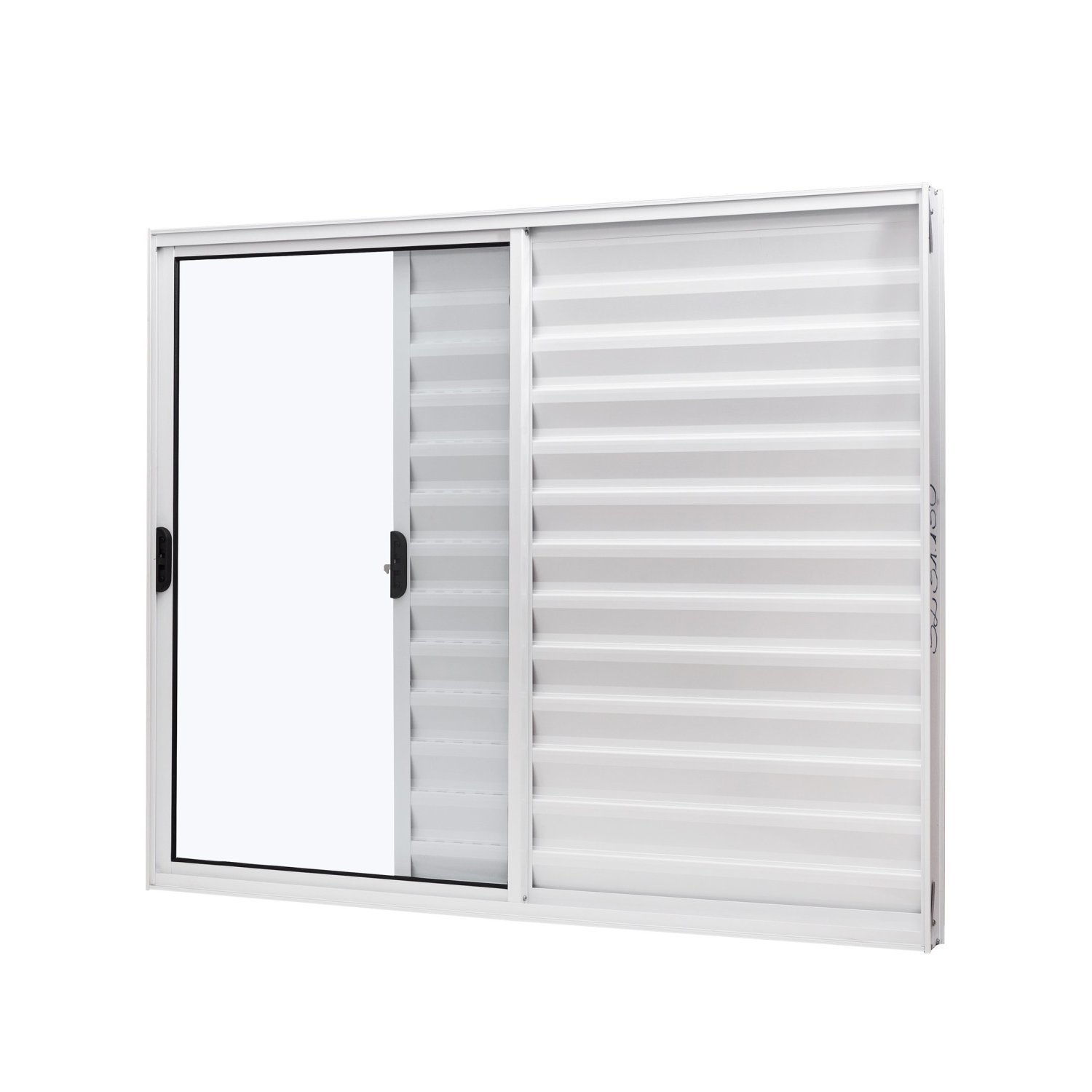 Janela de Alumínio Veneziana 100x120cm 3 Folhas Vidro Liso Slim Modular ...