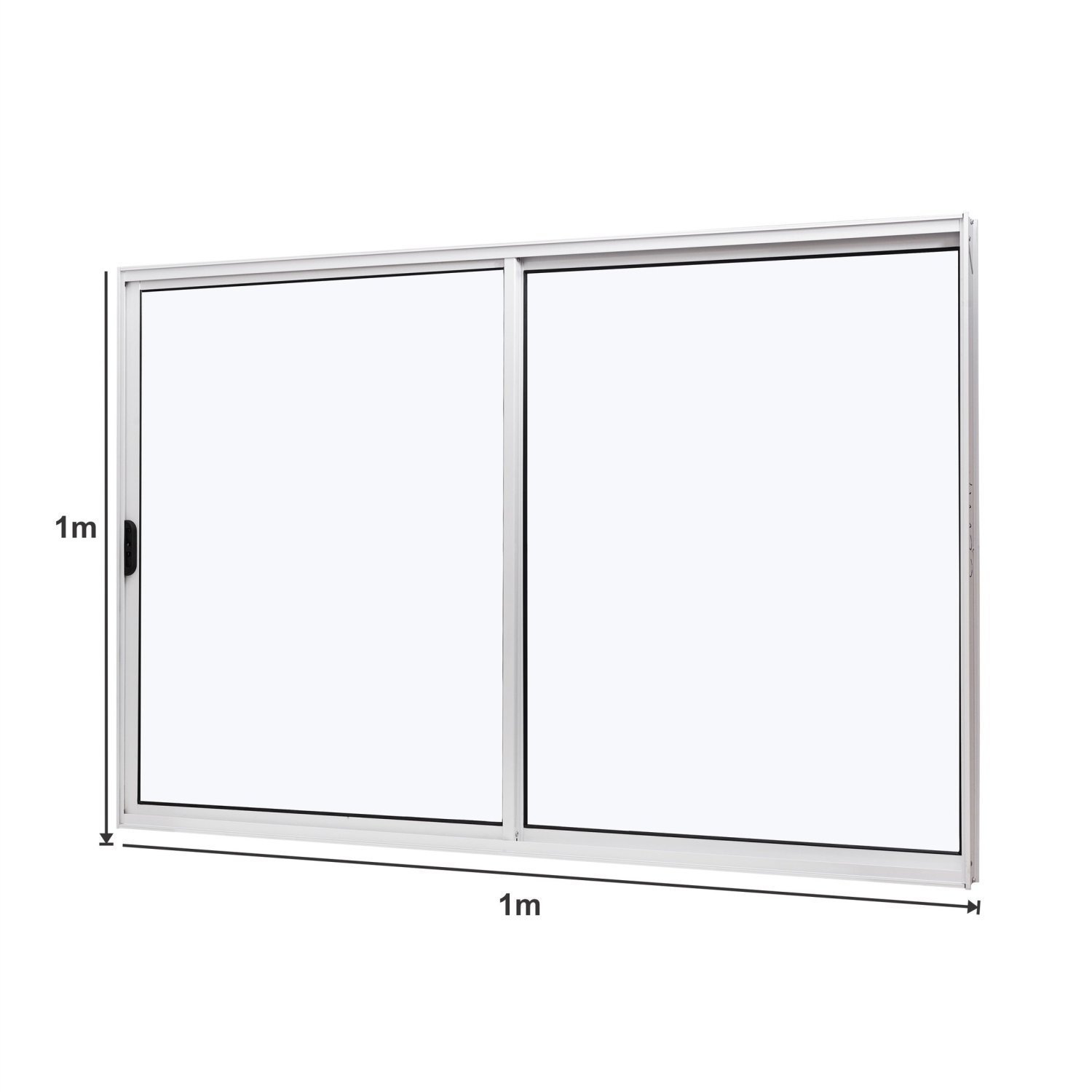 Janela de Alumínio de Correr Lateral 100x100cm 2 Folhas Vidro Liso Slim ...