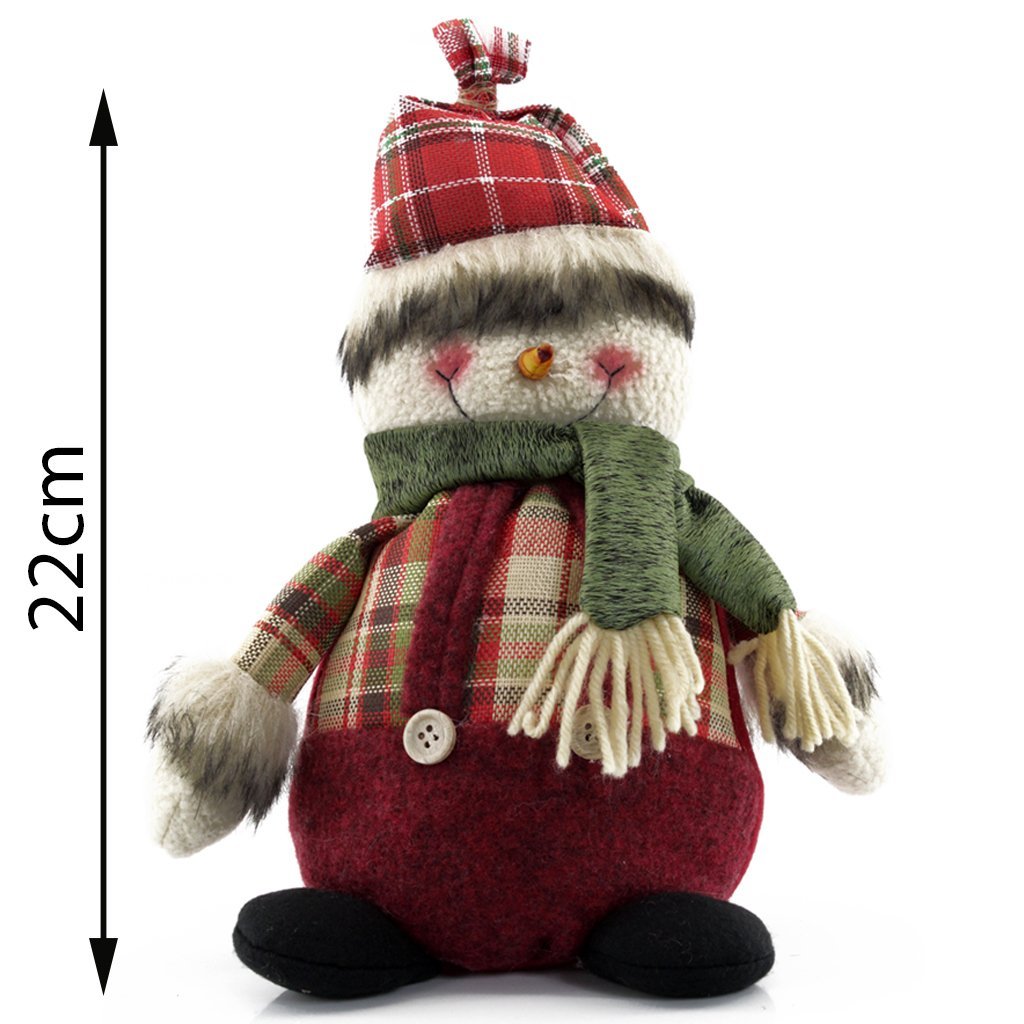 Kit Trio Bonecos de Natal Boneco De Neve Papai Noel Rena Xadrez 22cm ...