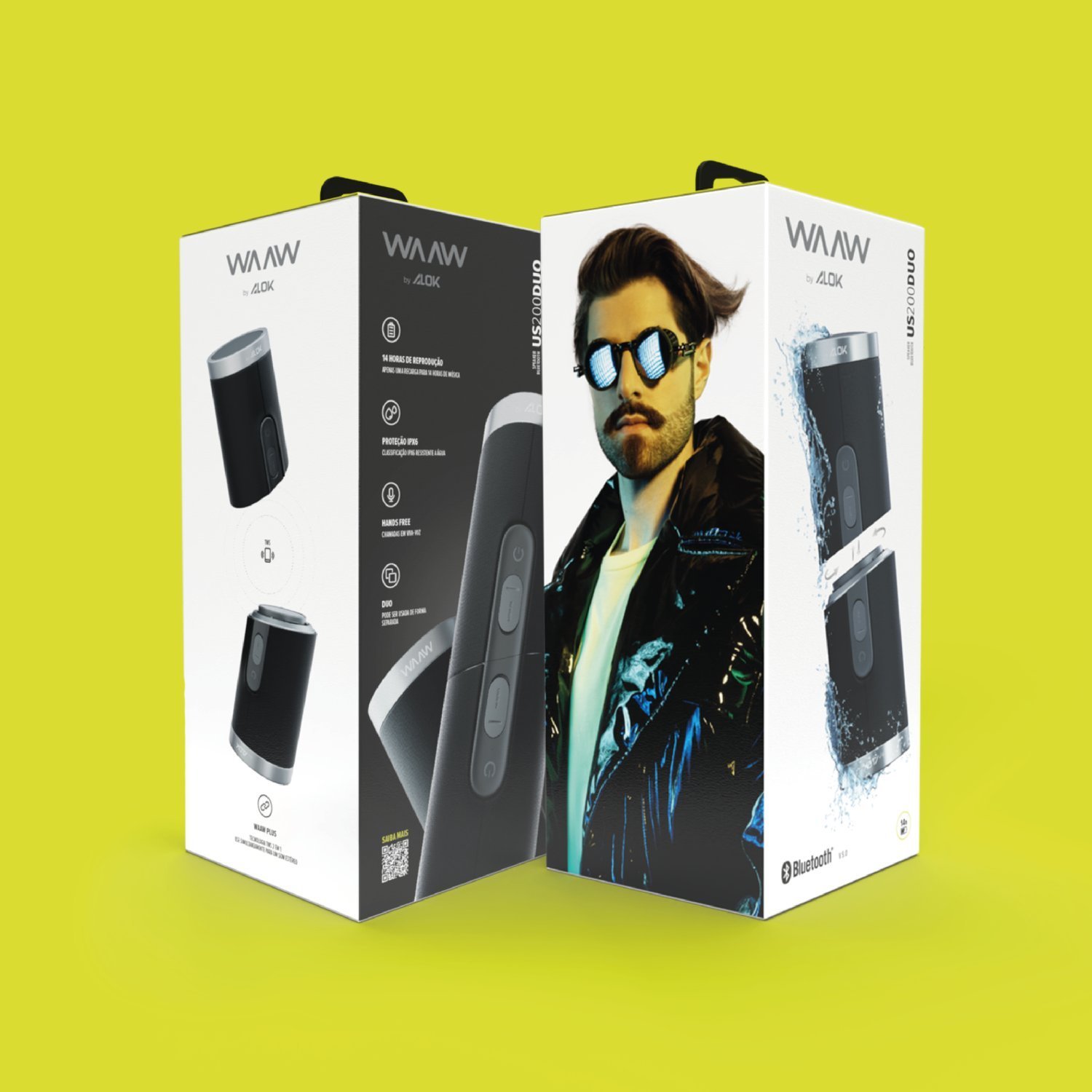 Caixa de Som Waaw by Alok US 200sb DUO Via Bluetooth Speaker 14 Horas ...