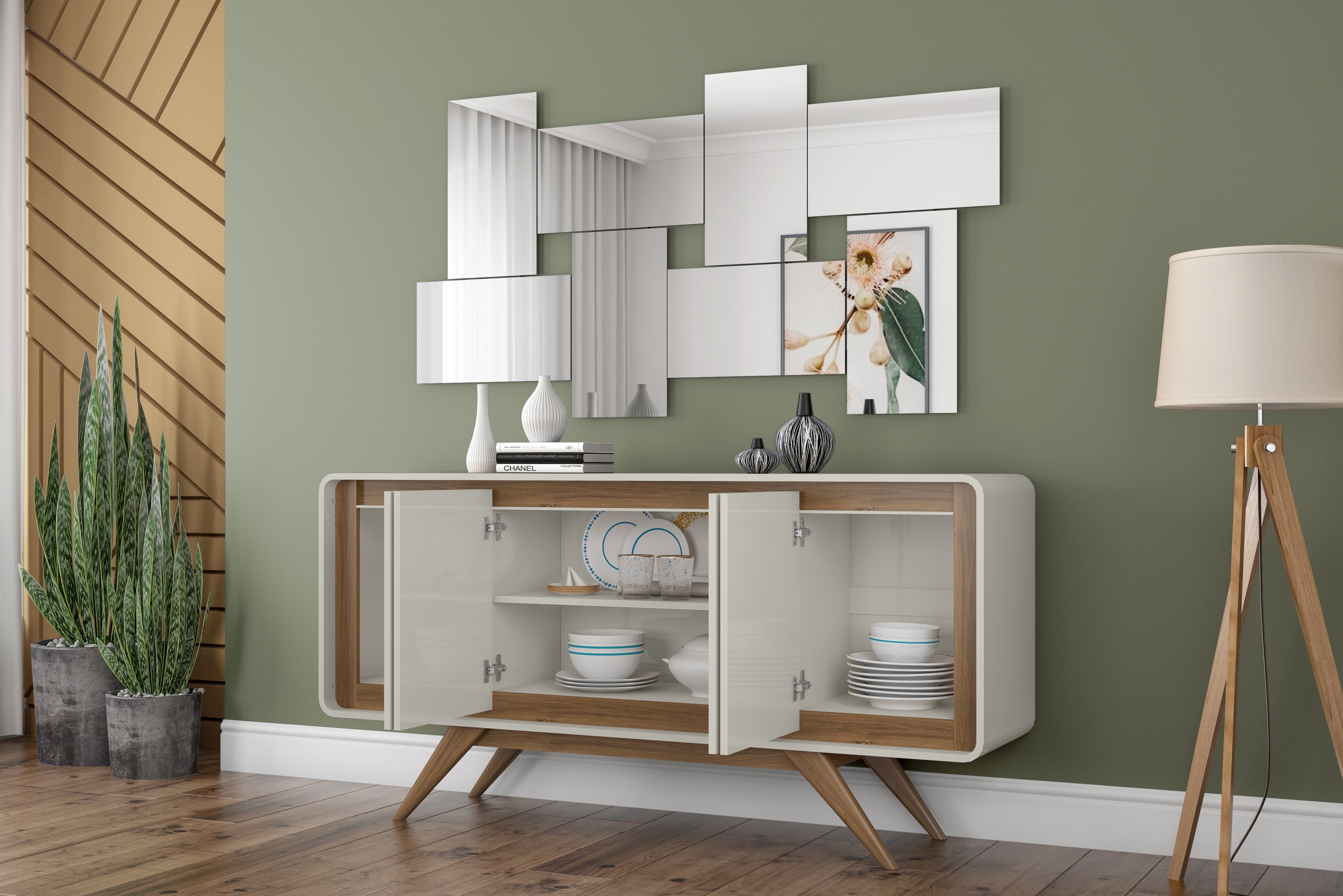 BUFFET CHANNEL INDUSTRIAL LUXO MODERNO 4 PORTAS 100% MDF NATURE COM OFF ...