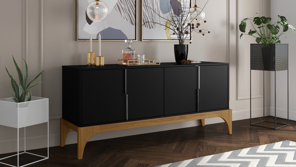 Buffet Amalfi - Preto Fosco/Madero Canela | MadeiraMadeira
