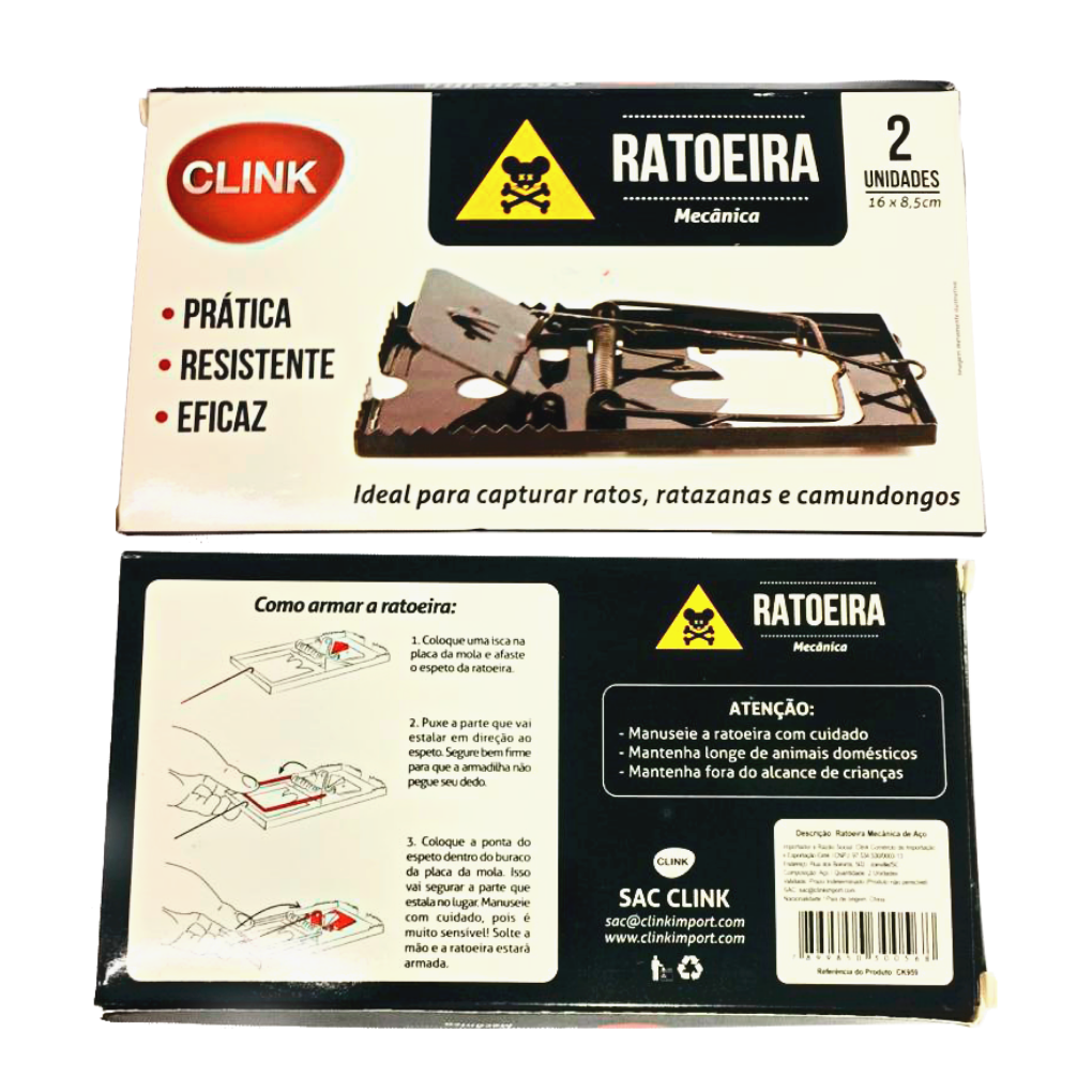 Kit 6 Ratoeiras Armadilhas Rato Metal Media Preta Prática | MadeiraMadeira