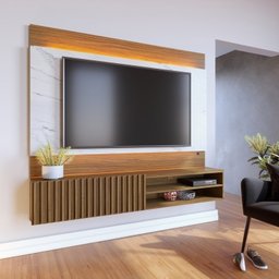 Conjunto Painel para TV até 65 Polegadas Ripado e Mesa de Centro Ibiza ...