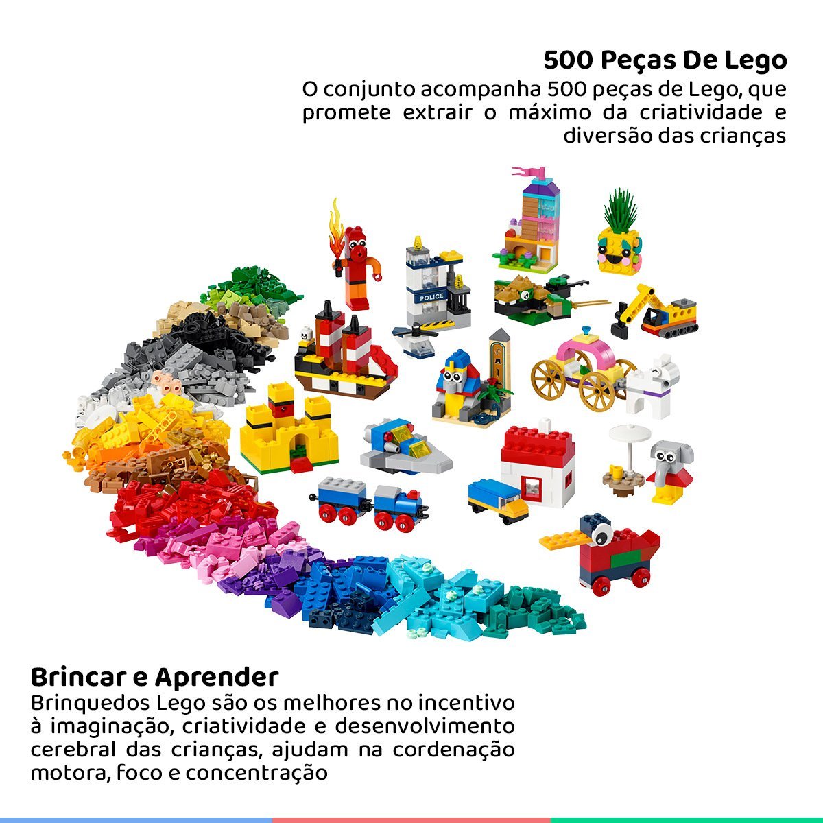 Blocos de Montar LEGO Classics 500 Peças 7 Modelos Com Engrenagens ...