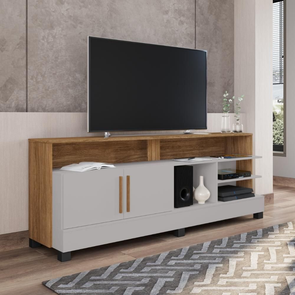 Rack para Tv 65 Polegadas Gunga Off White Cinamomo | MadeiraMadeira