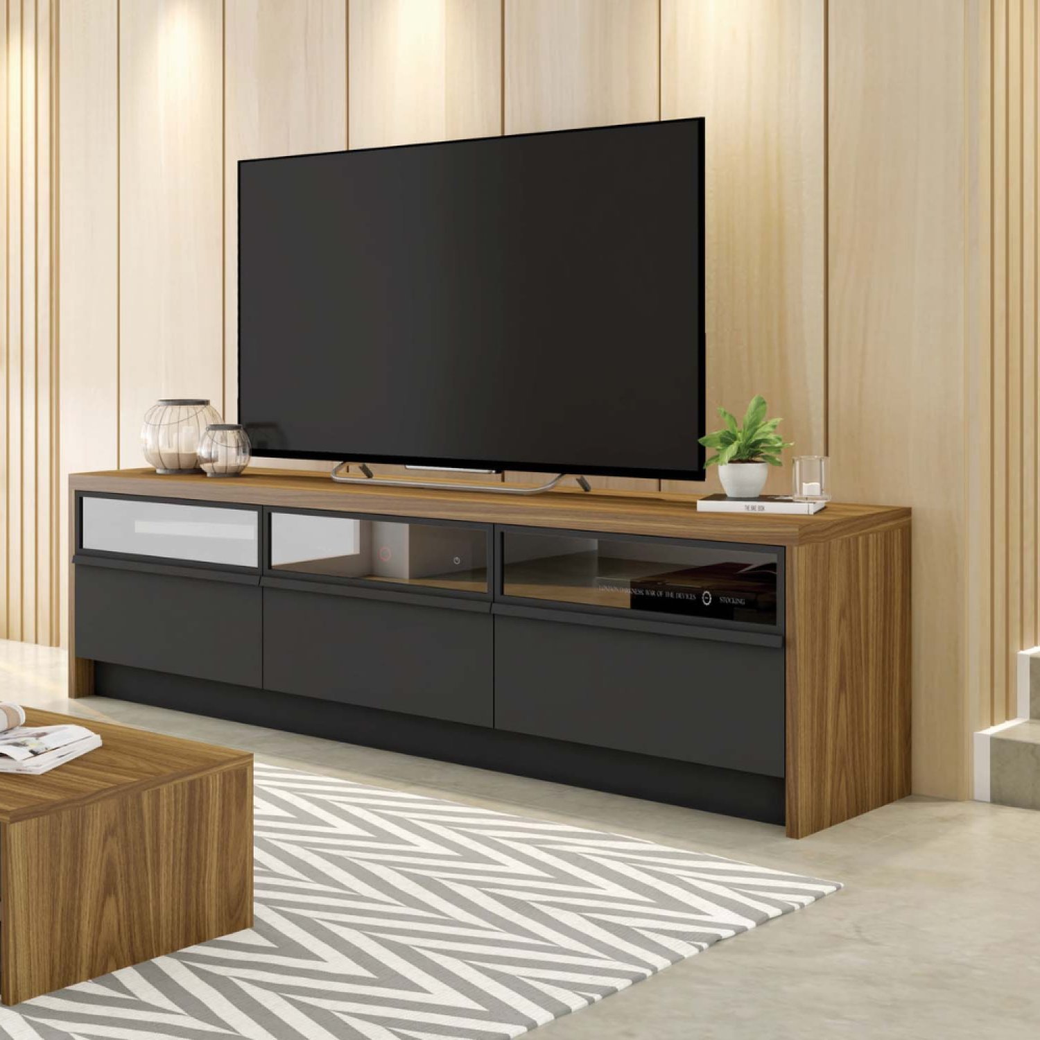 Rack para TV até 75 Polegadas 3 Gavetas Vectro Caemmun | MadeiraMadeira