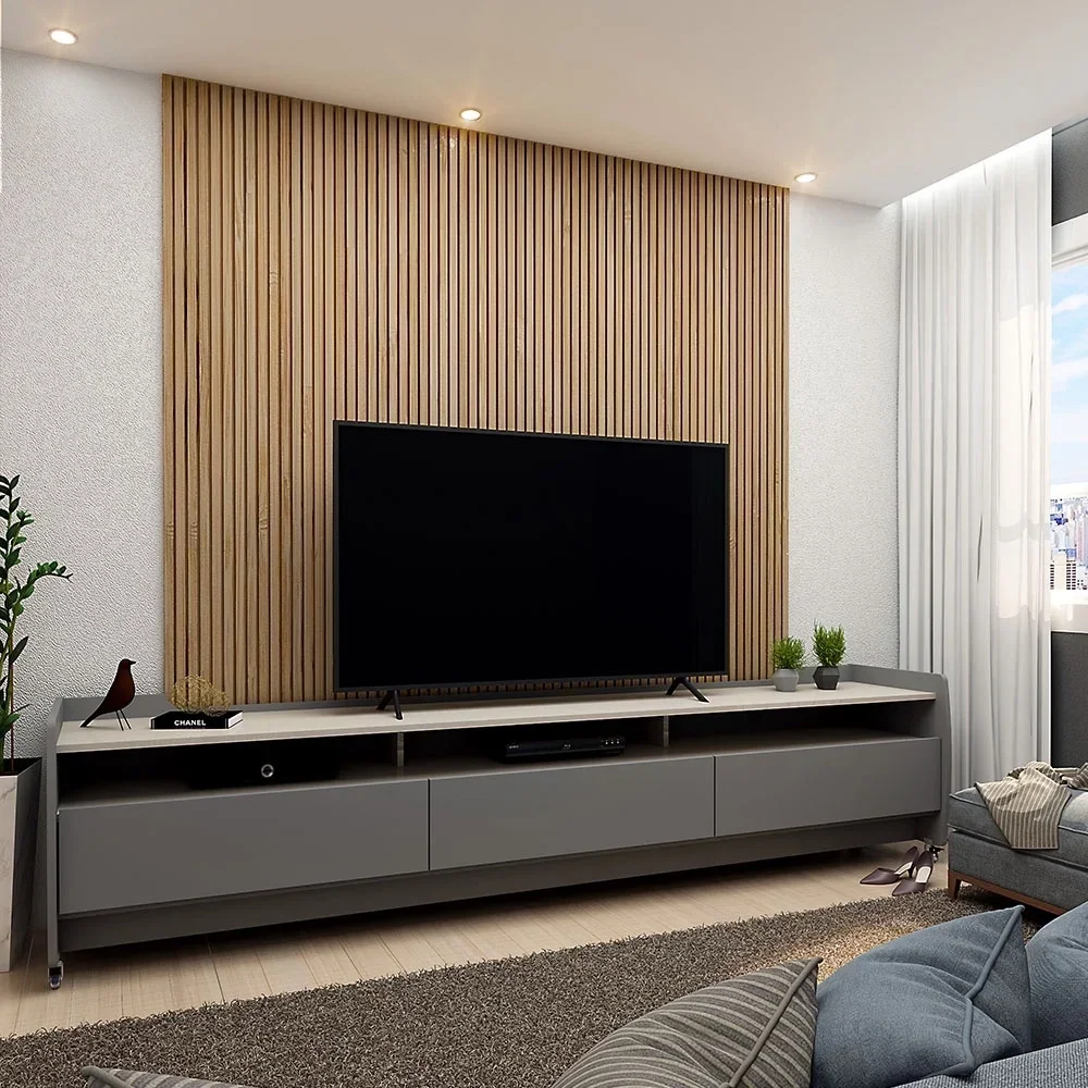 Rack Para TV Até 70 Polegadas Sublime 220 K/Rodizio Cinza Off - Gelius | MadeiraMadeira