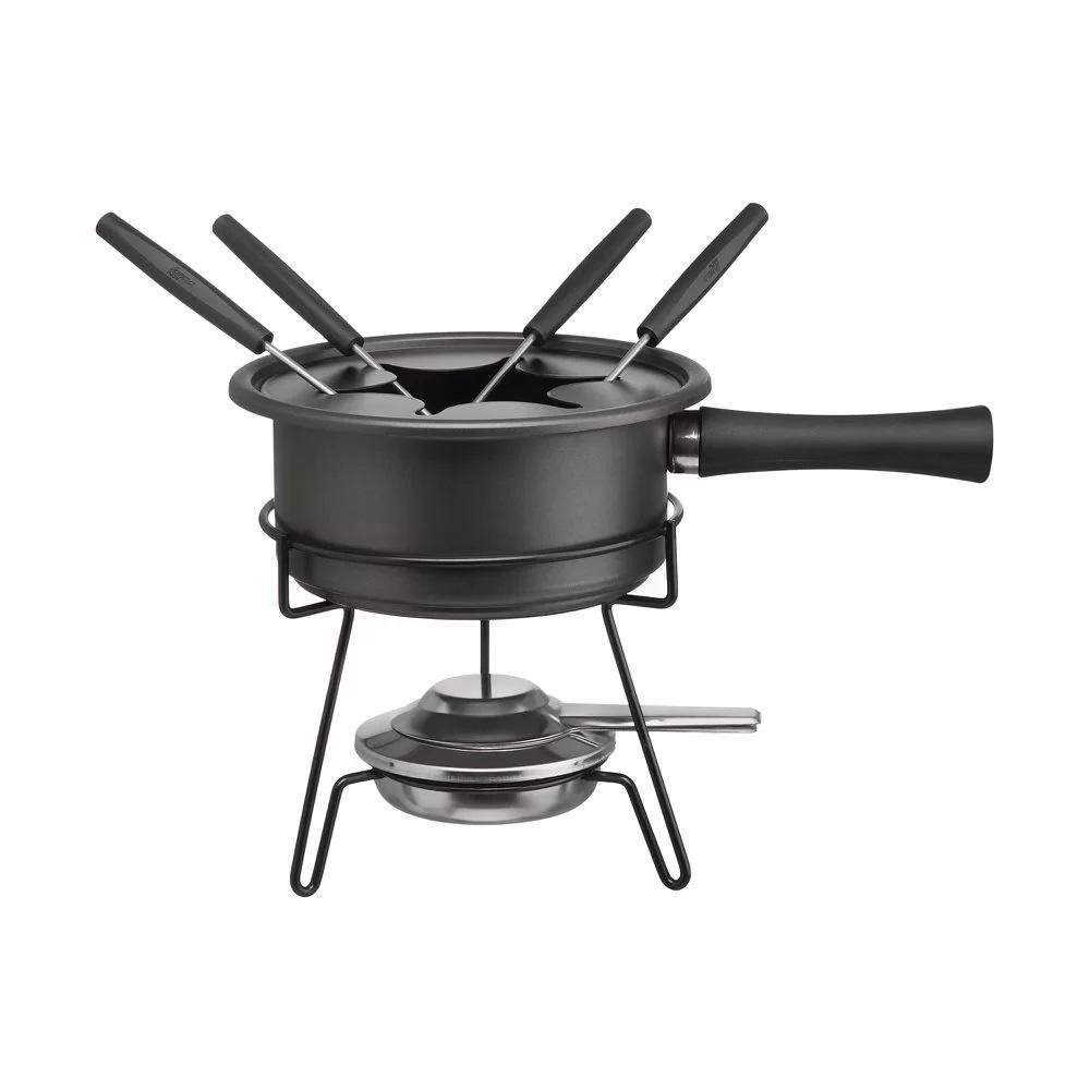 Serviço Kit Conjunto Fondue Aspen Preto 8 Peças Forma Inox | MadeiraMadeira