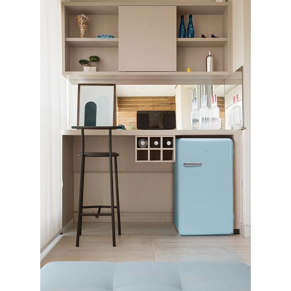 Frigobar Retrô Midea Azul Jade 95 Litros MRV10A1 127V | MadeiraMadeira