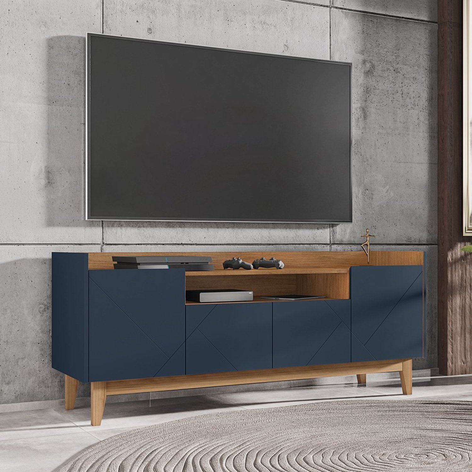 Rack para TV até 60 Polegadas 4 Portas 1 Nicho 158cm Adria Versátile Casa D | MadeiraMadeira