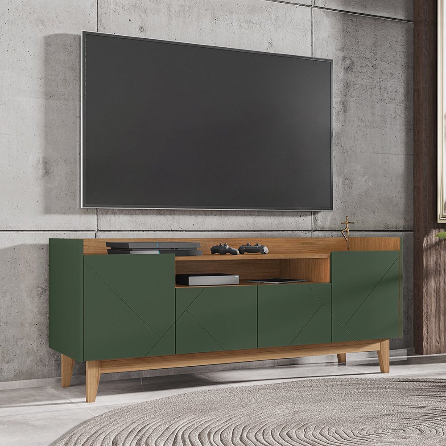 Rack para TV até 60 Polegadas 4 Portas 1 Nicho 158cm Adria Versátile ...