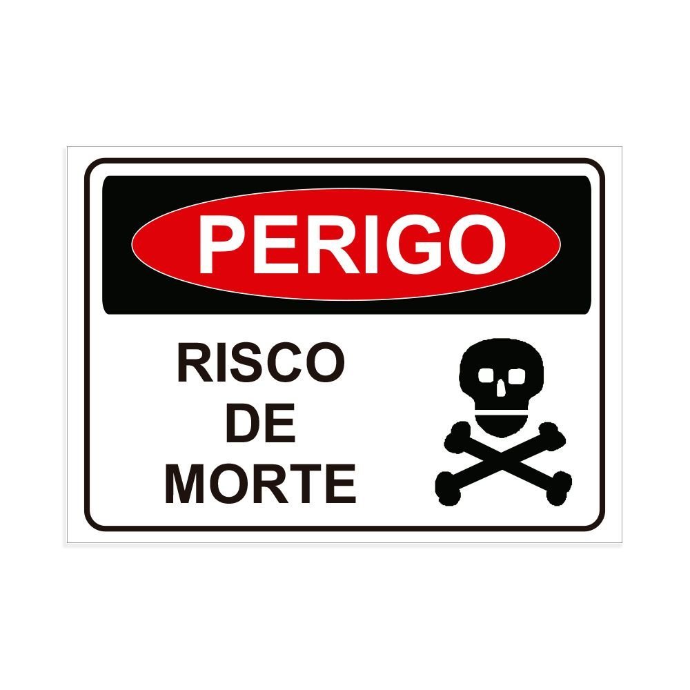 Placa de Sinalização Perigo Risco de Morte em Pvc | MadeiraMadeira