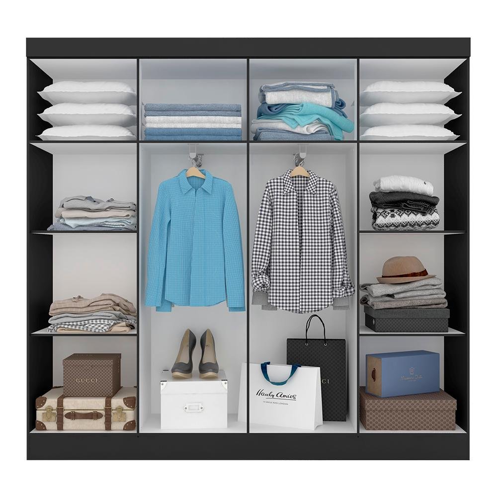 Guarda Roupa Casal 8 Portas Natasha Preto - Móveis Arapongas Preto ...