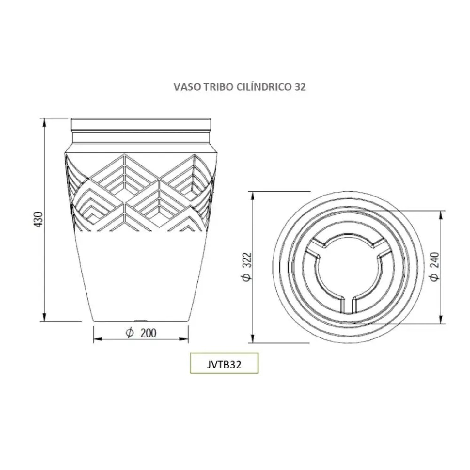 Vaso Decorativo 43cmx32cm Tribo Japi | MadeiraMadeira