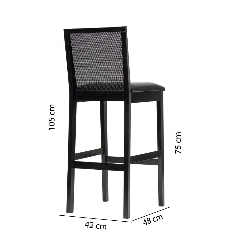 Banqueta Alta Íris com Encosto em Tela e Estofada - Preto | MadeiraMadeira