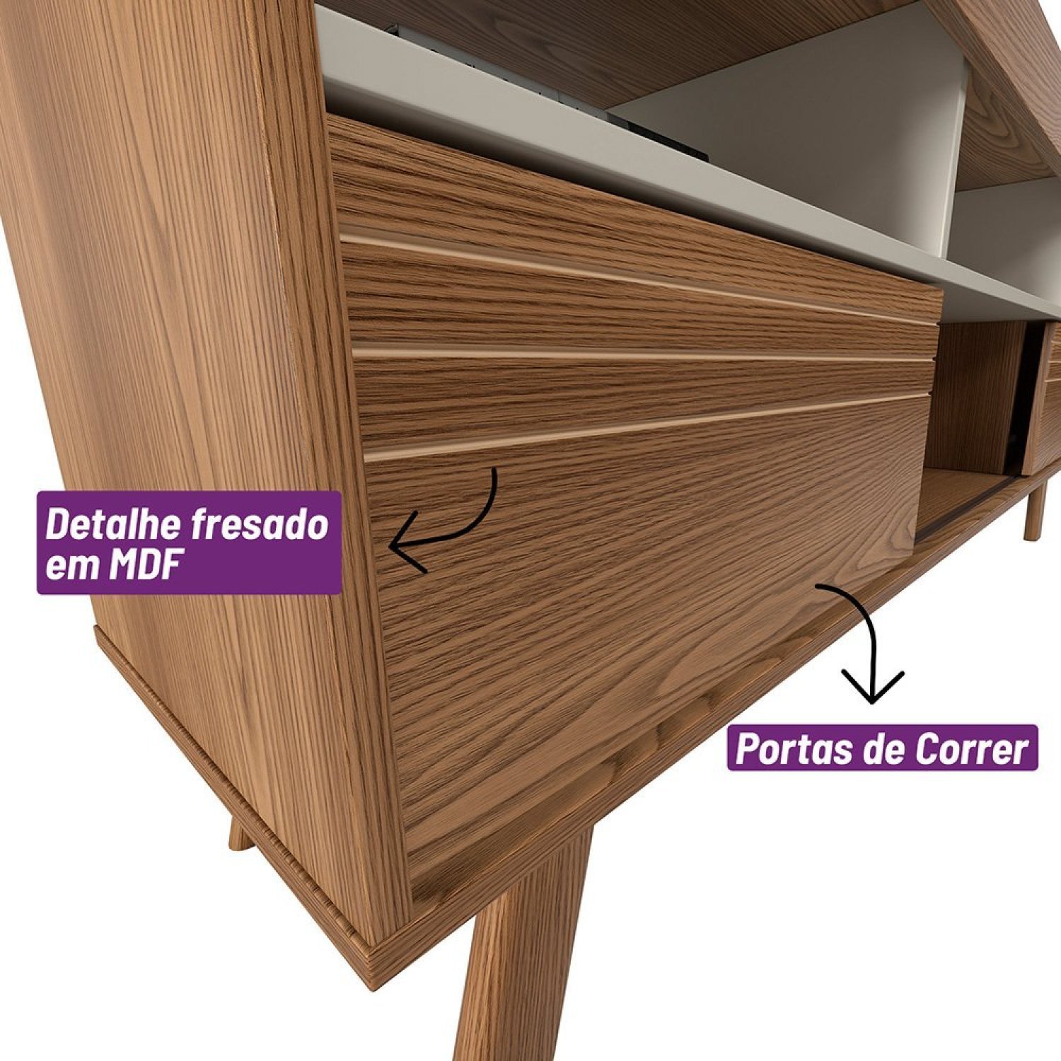 Rack com Painel para TV de até 60 Polegadas 3 Nicho 2 Porta de Correr ...