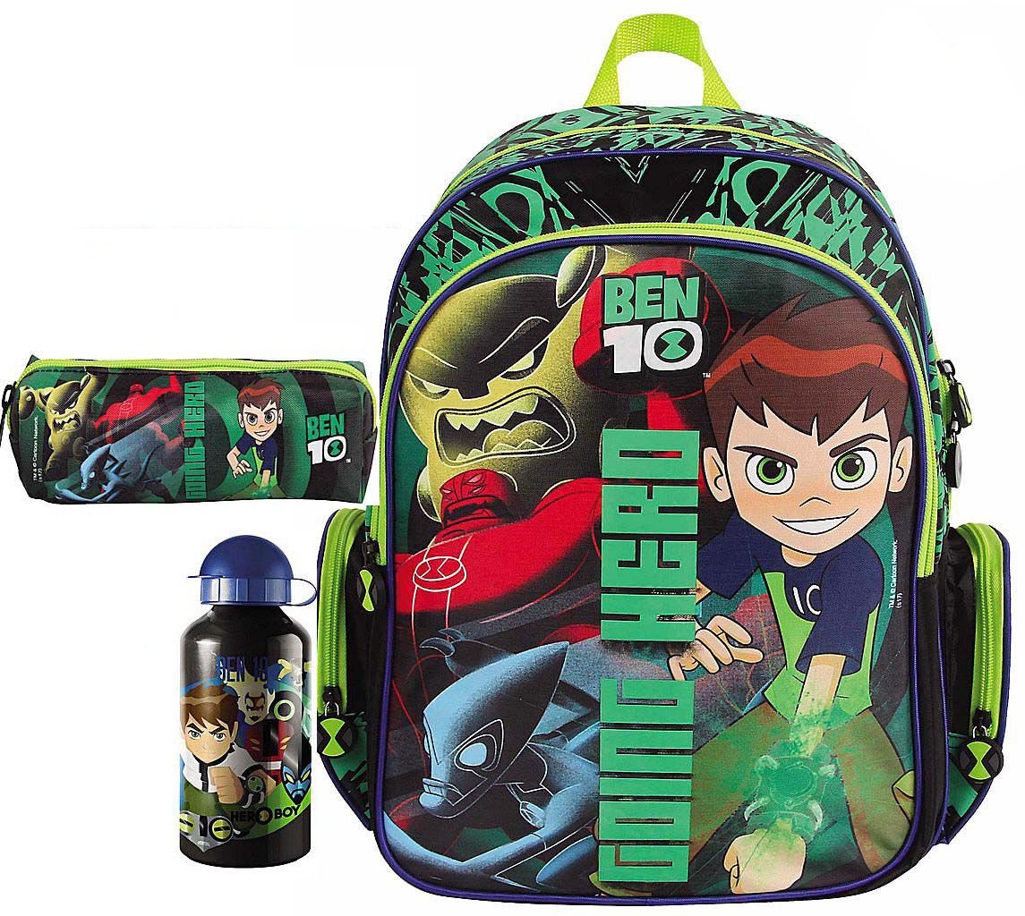 Kit Mochila Escolar Ben 10 Infantil Menino Costas Garrafa Alumínio ...