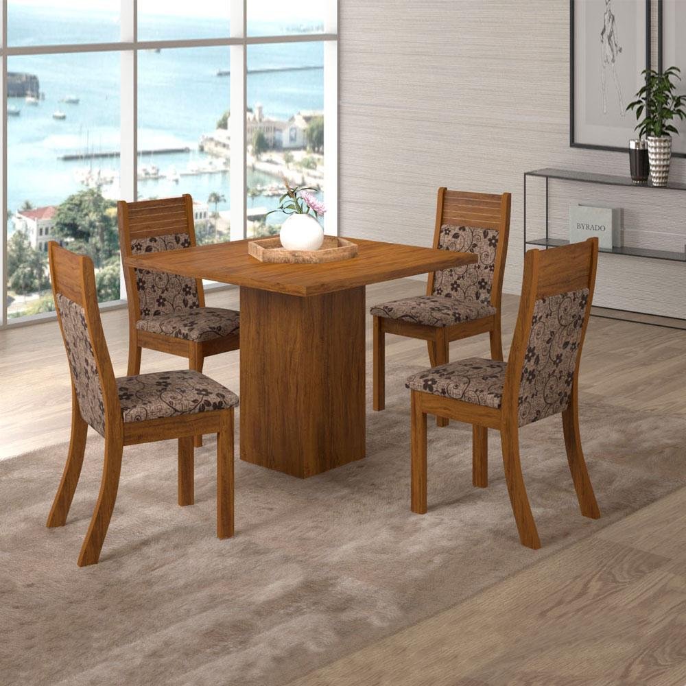 Mesa Londres Imbuia Viero Com 4 Cadeiras Roma Mascavo | MadeiraMadeira Mesa Londres Imbuia Viero Com 4 Cadeiras Roma Mascavo | MadeiraMadeira