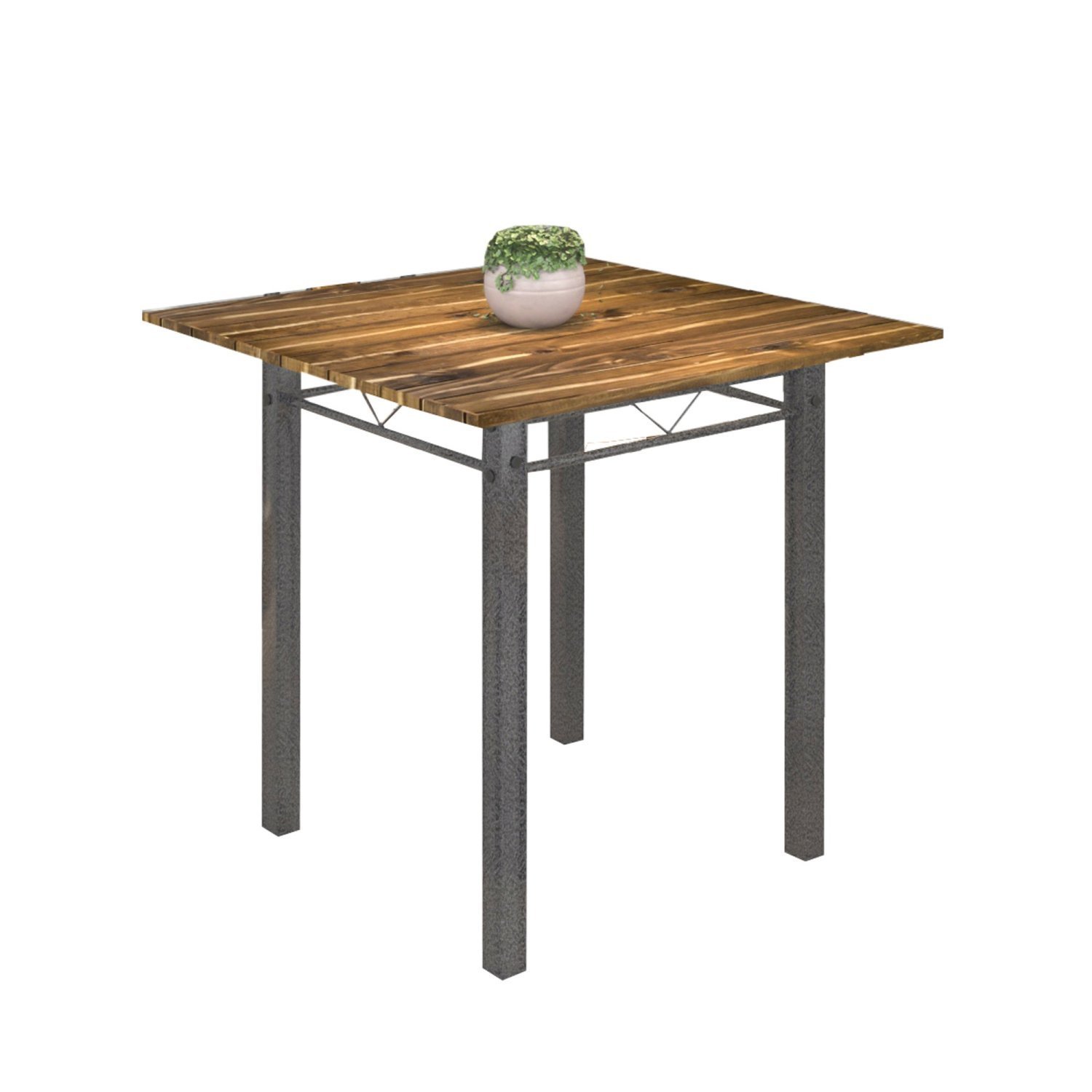 Conjunto de Mesa Tubular 75x75cm Tampo de Madeira com 4 Cadeiras Júlia ...