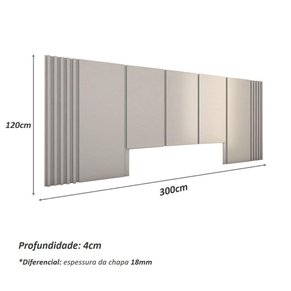 Cabeceira Cama King Ripada 3,0m Prt 100% Mdf Casa Lar Cor:prata ...