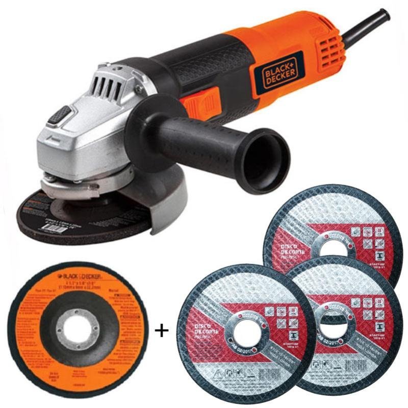 Esmerilhadeira Angular 4.1/2 Pol 820w G720 Black & Decker + 3 Discos de Corte Metal | MadeiraMadeira