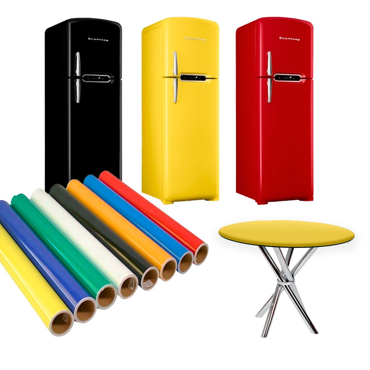 Adesivo Vinílico Laquear Porta Mesa Geladeira Amarelo Méd 6m ...