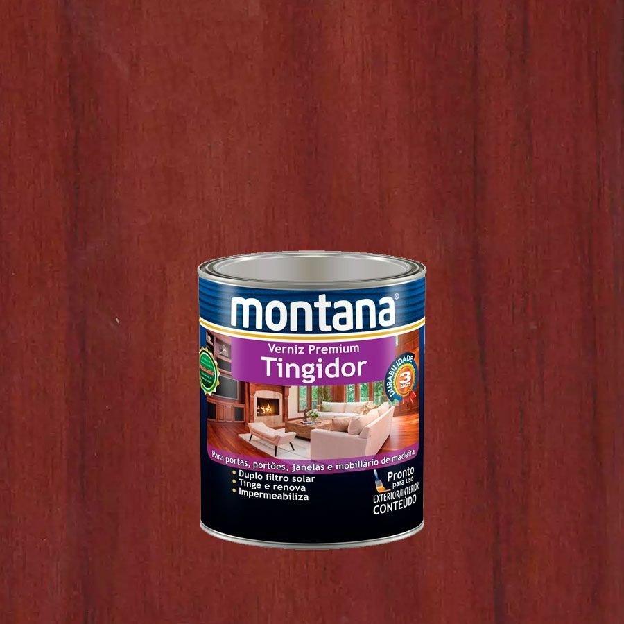Montana Verniz Tingidor Mogno Brilhante 0,9l | MadeiraMadeira